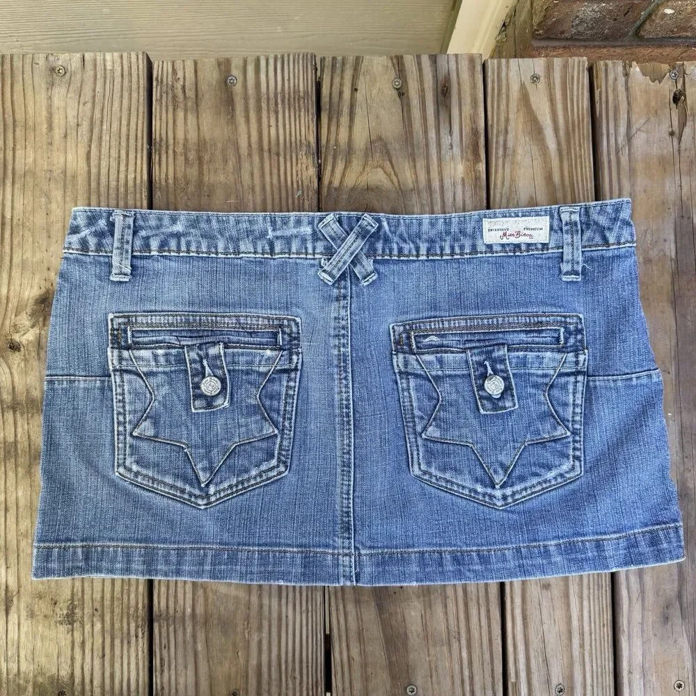 Bisou Bisou | Skirts | Miss Bisou Womens 32 Pockets Distressed Denim ...